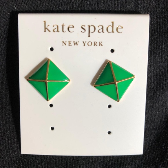 kate spade | Jewelry | Kate Spade Earrings Geometric Green And Gold ...
